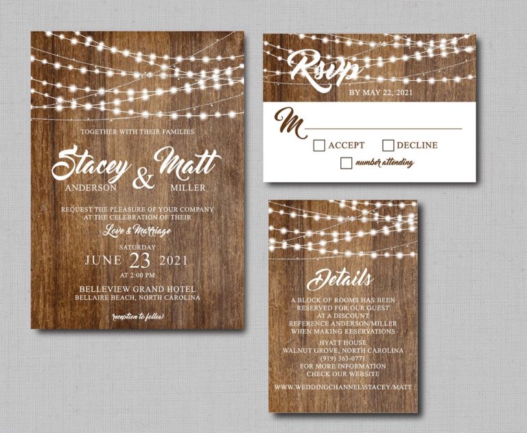 Rustic Country String Light Wedding Invitation - Affordable Wedding ...