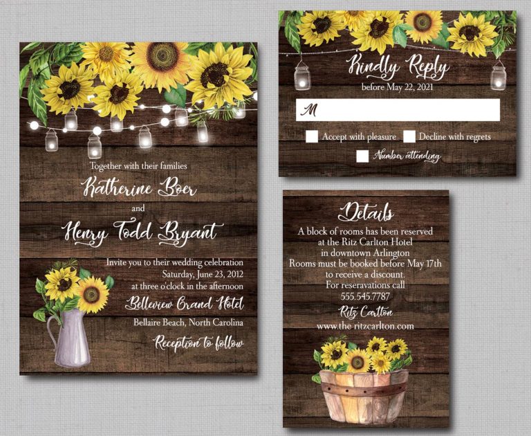 Rustic Burgundy Wood Sunflower Rose Wedding Invitation - Affordable ...