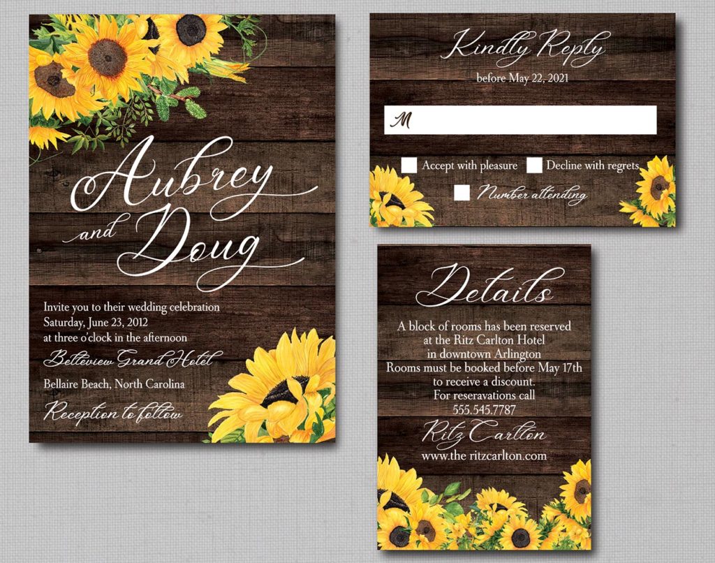 Rustic Burgundy Wood Sunflower Rose Wedding Invitation - Affordable ...