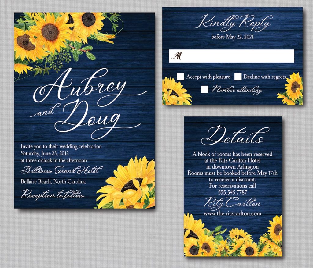 Rustic Wood Sunflower Wedding Invitation - Affordable Wedding ...