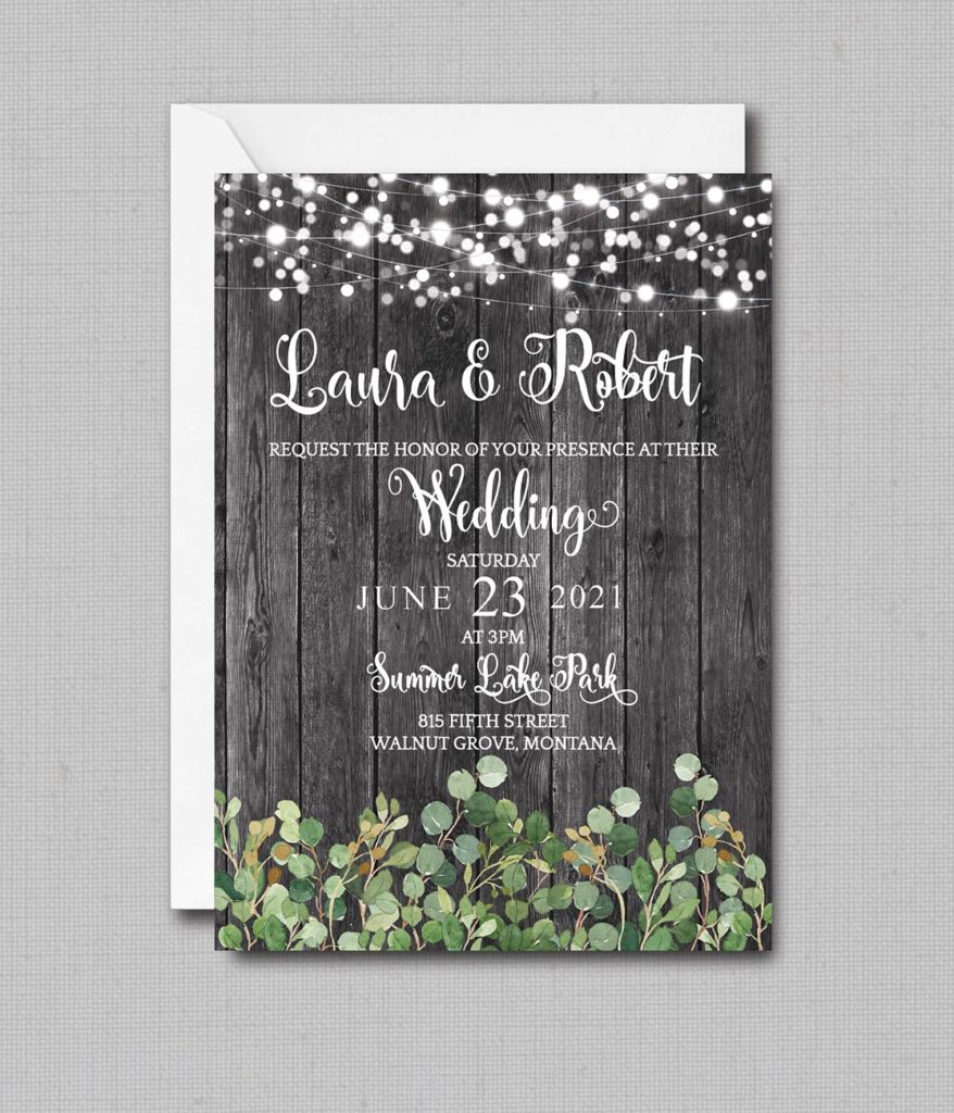 Rustic Wood Greenery Wedding Invitation - Affordable Wedding ...