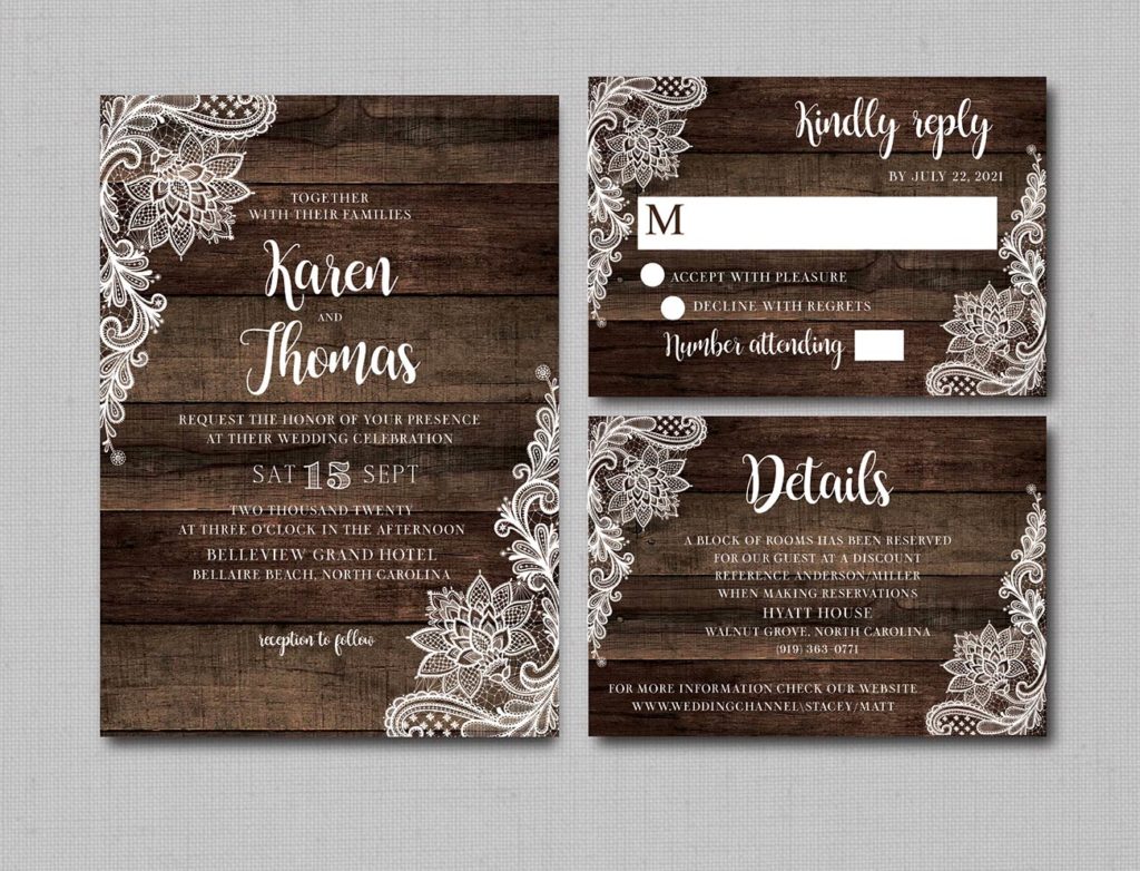 Rustic Floral Lace Wedding Invitation - Affordable Wedding Invitations ...