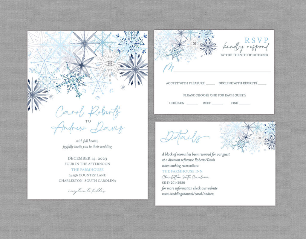 Winter Snowflakes Wedding Invitation Suite