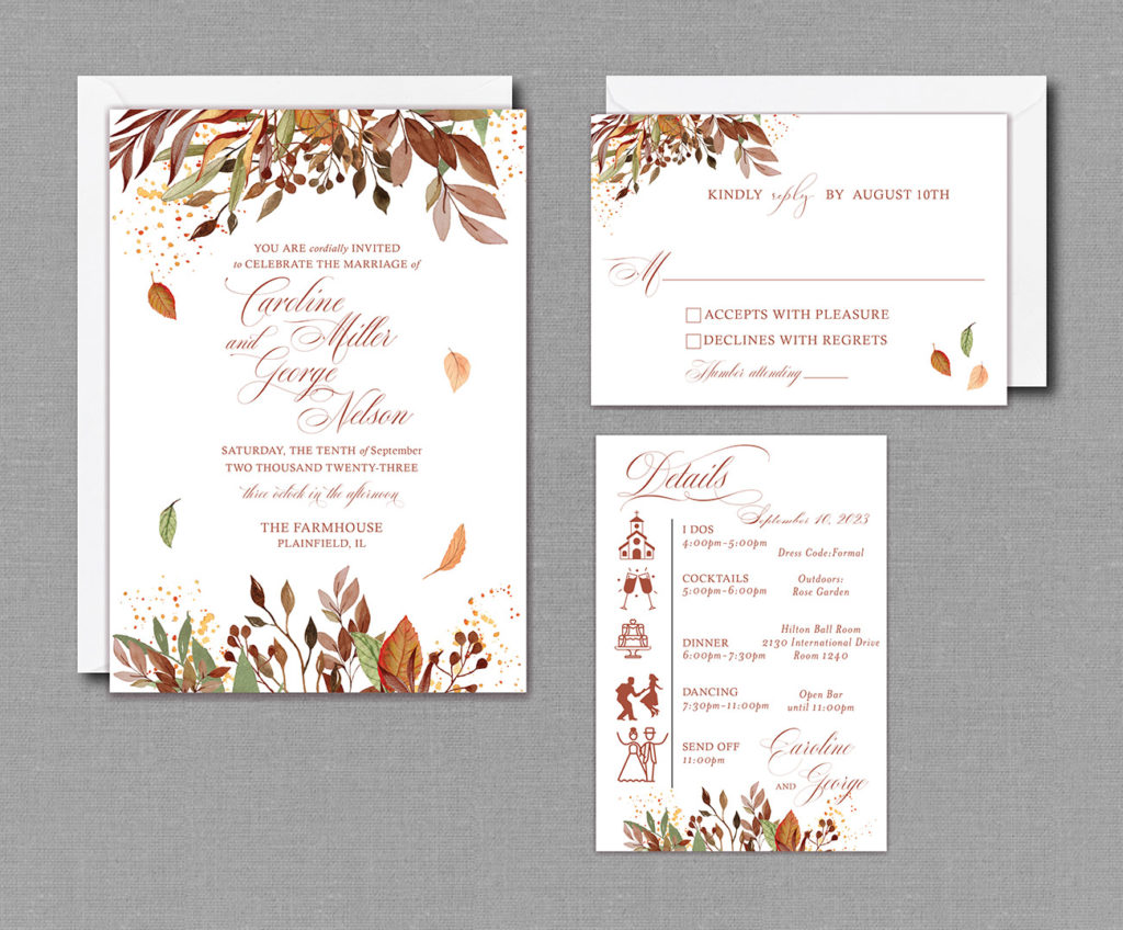 Falling Leaves Autumn Wedding Invitation Suite - Affordable Wedding ...