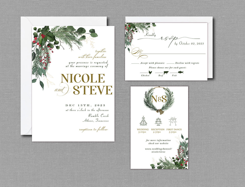 Winter Greenery Wedding Invitation Suite - Affordable Wedding ...